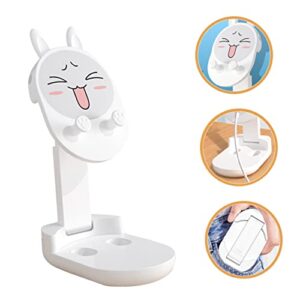 Mikikit Rabbit Ear Phone Holder Car Tablet Mount Tablet Mount for Car Desktop Tablet Stand Portable Phone Bracket Tablet Stand for Desk Car Cellphone Holder Telescopic Pp Telephone White