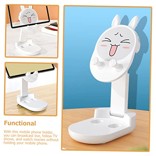 Mikikit Rabbit Ear Phone Holder Car Tablet Mount Tablet Mount for Car Desktop Tablet Stand Portable Phone Bracket Tablet Stand for Desk Car Cellphone Holder Telescopic Pp Telephone White