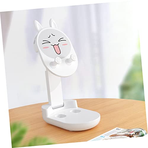 Mikikit Rabbit Ear Phone Holder Car Tablet Mount Tablet Mount for Car Desktop Tablet Stand Portable Phone Bracket Tablet Stand for Desk Car Cellphone Holder Telescopic Pp Telephone White