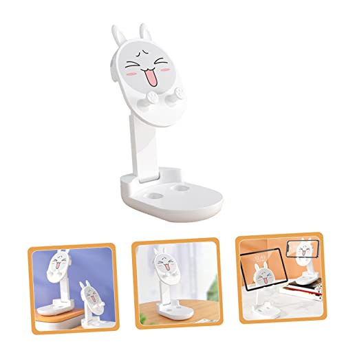 Mikikit Rabbit Ear Phone Holder Car Tablet Mount Tablet Mount for Car Desktop Tablet Stand Portable Phone Bracket Tablet Stand for Desk Car Cellphone Holder Telescopic Pp Telephone White