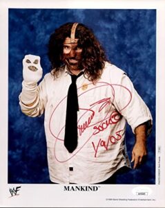 mankind signed wwe 8x10 photo #1 jsa coa wwf ecw mick foley - autographed wrestling photos