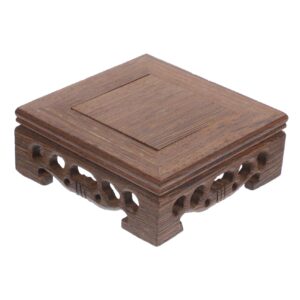 COLLBATH 4pcs Carved Wood Lifting Base Wood Display Stand Riser Flower Pot Stand Thai Wood Base Retro Crafts Stand Planter Holder Buddhist Plant Holder Wood Trim Desktop Teapot Stand Wooden