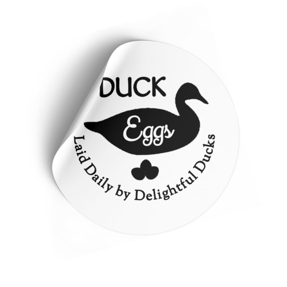 60 Duck Egg Carton Labels Stickers Tags "Duck eggs laid daily by delightful ducks" round