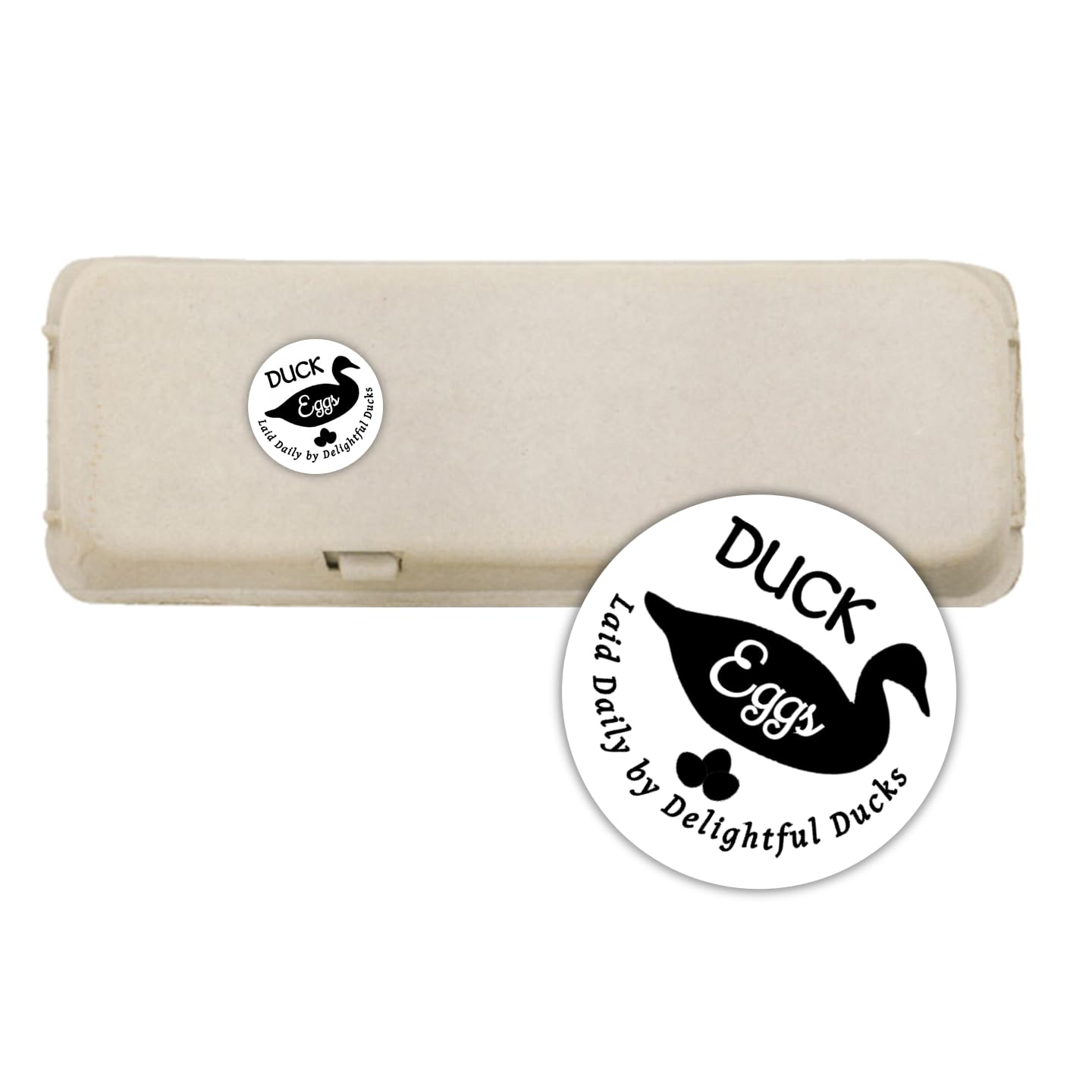 60 Duck Egg Carton Labels Stickers Tags "Duck eggs laid daily by delightful ducks" round