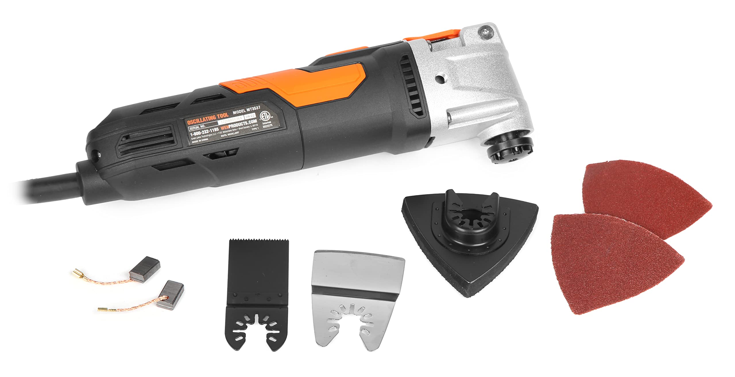 WEN Oscillating Multi-Tool Kit, 3.5A Variable Speed with Accessories and Carrying Case (MT3537)