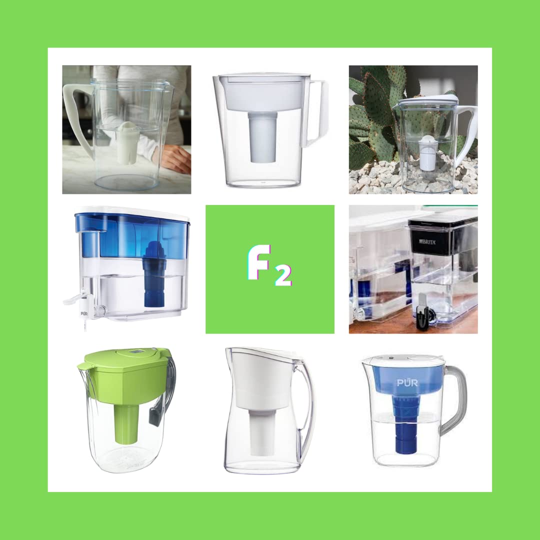 Fil₂R Reusable Replacement Water Filter Bundle for Hard Water with 5 Replacements Compatible with Brita and PUR Water Pitchers