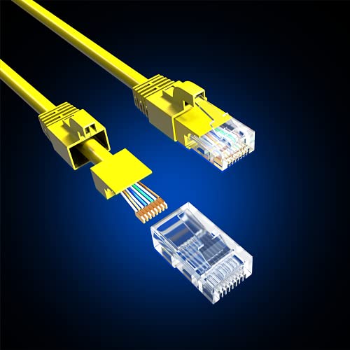 Maximm Cat 6 Ethernet Cable 8 Ft, (24-Pack) Cat6 Cable, LAN Cable, Internet Cable, Patch Cable and Network Cable - UTP (Yellow) 8 Feet ethernet Cord