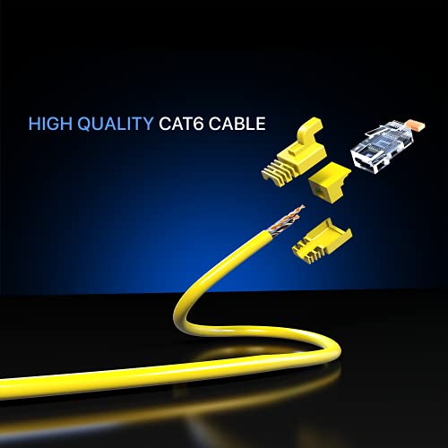 Maximm Cat 6 Ethernet Cable 8 Ft, (24-Pack) Cat6 Cable, LAN Cable, Internet Cable, Patch Cable and Network Cable - UTP (Yellow) 8 Feet ethernet Cord