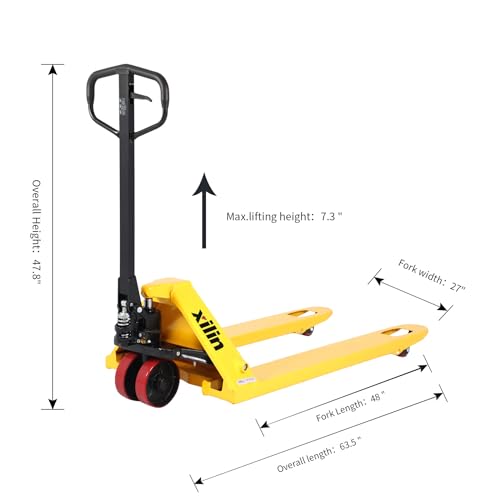 Xilin Manual Pallet Jack Hand Pallet Truck 48" Lx27“W 6600lbs Capacity BF-III-3