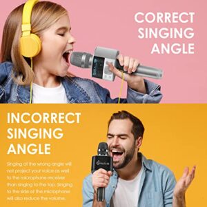 M100 - Bluetooth Karaoke Microphone - Carpool Karaoke Microphone - Bluetooth Microphone Wireless - Portable Handheld Karaoke Mic and Speaker with LED Screen - Wireless Microphones for Kids and Adults