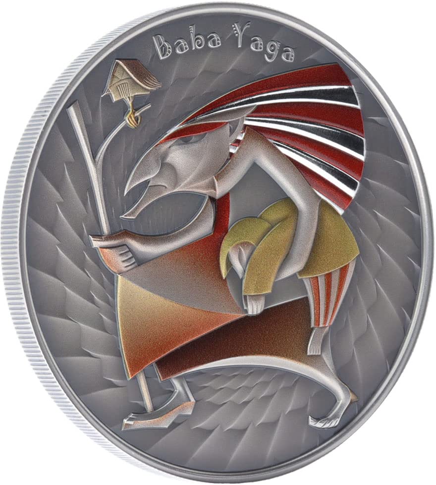 2023 DE World of Cryptids PowerCoin Baba Yaga 1 Oz Silver Coin 2$ Niue 2023 1 Oz Antique Finish