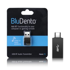 BluDento T1 USB Bluetooth 5.2 Audio Transmitter Adapter for Connecting Bluetooth Headphones to PS4/5, Switch, Desktop PC, aptX Adaptive aptX HD aptX Low Latency Audio Dongle