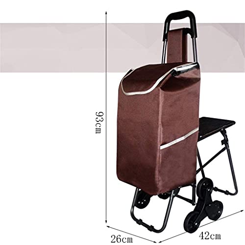 Shopping Trolley on Wheels Multi Function Shopping Cart Trip Senior People Cart Trolley Climbing Stairs Cart Supermarket to Buy Food Can Take A Seat Lever Car Storage Hand Trucks,#1 ,Shopping Trol