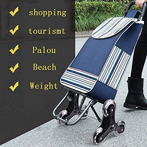 Shopping Trolley on Wheels Multi Function Shopping Cart Folding Trolley Portable with Triangular Wheel Climbing Stairs Walking Enthusiast with 70Kg Weight Storage Hand Trucks,Red ,Shopping Troll