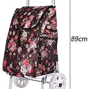 Shopping Trolley on Wheels Multi Function Shopping Cart Pull Rod Car Aluminum Alloy Fold Portable Groceries,Effort Trolley Baggage Pull Rod Trailer Storage Hand Trucks,Brown ,Shopping Tr