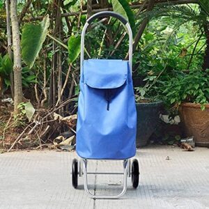 Shopping Trolley on Wheels Multi Function Shopping Cart Trolley Wheel Lightweight Aluminum Folding Luggage Cart Push-Pull Car Storage Hand Trucks,Blue ,