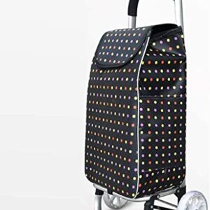 Shopping Trolley on Wheels Multi Function Shopping Cart Lightweight Large Capacity Foldable Aluminum Alloy Car 2 Wheels Luggage Cart Storage Hand Trucks,Colored Dots ,