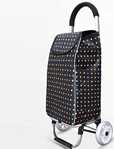 Shopping Trolley on Wheels Multi Function Shopping Cart Lightweight Large Capacity Foldable Aluminum Alloy Car 2 Wheels Luggage Cart Storage Hand Trucks,Colored Dots ,