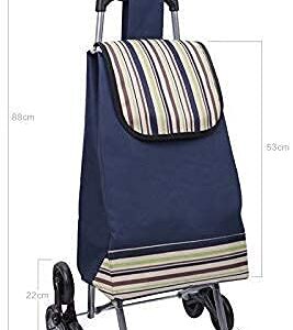 Shopping Trolley on Wheels Multi Function Shopping Cart Large Capacity Lightweight Wheeled Trolley 6 Wheels Blue Push Cart Bag Storage Hand Trucks,