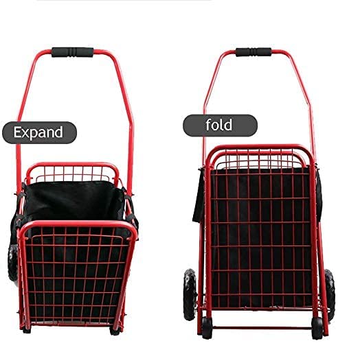 Shopping Trolley on Wheels Multi Function Shopping Cart Fashion Folding Trolley Trolley is Not Easy to Deform and Durable Storage Hand Trucks,Black ,