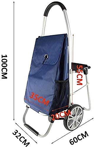 Shopping Trolley on Wheels Multi Function Shopping Cart with Seat Folding Collapsible Trolley Portable Non-Slip Handle Bearing Gravity Enhanced Storage Hand Trucks,Red,60 * 100Cm ,Sh