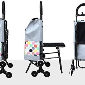 Shopping Trolley on Wheels Multi Function Shopping Cart Trolley Old Age Handcart Stair Climber with Hook Handle Seat Removable Waterproof Canvas Bag Storage Hand Trucks,Black,A ,Shopping Trol