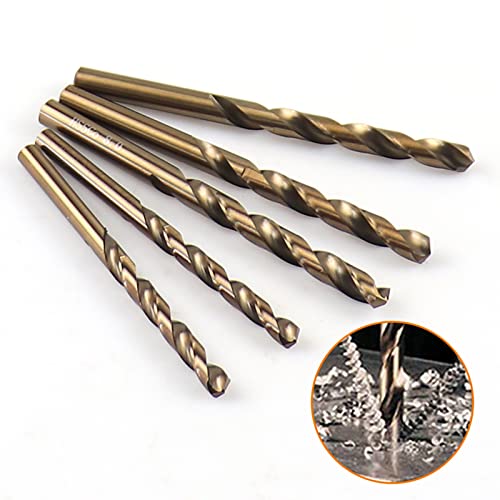 Cobalt Drill Bits, M35 HSS Metal Jobber Length Twist Drill Bit Set, Suitable for Drilling in Hard Metal, Stainless Steel, Cast Iron (1/4 in (10pcs))