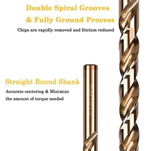 2pcs 5mm Metric M35 Cobalt Steel Heat Resistant Twist Drill Bit Straight Shank to Cut Through Hard Metals, 5% Cobalt M35 Grade HSS-CO