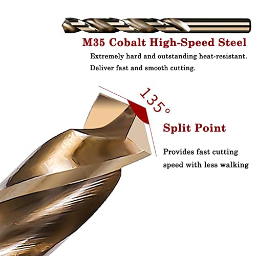 2pcs 5mm Metric M35 Cobalt Steel Heat Resistant Twist Drill Bit Straight Shank to Cut Through Hard Metals, 5% Cobalt M35 Grade HSS-CO