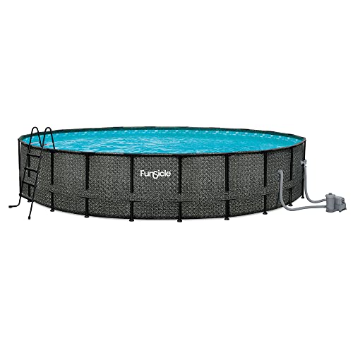 Summer Waves Elite 22ft x 52in Above Ground Frame Outdoor Swimming Pool Set with Filter Pump, Pool Cover, Ladder, Ground Cloth, and Deluxe Maintenance Kit