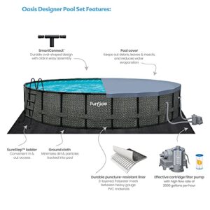 Summer Waves Elite 22ft x 52in Above Ground Frame Outdoor Swimming Pool Set with Filter Pump, Pool Cover, Ladder, Ground Cloth, and Deluxe Maintenance Kit