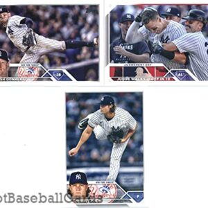 2023 Topps Series 1 New York Yankees Team Set of 9 Cards: Gerrit Cole(#45), Aaron Judge(#62), Josh Donaldson(#64), Oswald Peraza(#94), Nestor Cortes(#143), Isiah Kiner-Falefa(#162), Andrew Benintendi(#197), Aaron Judge(#245), Gleyber Torres(#299) - GotBas