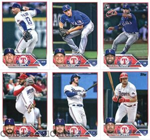 2023 topps series 1 texas rangers team set of 10 cards: josh smith(#37), jon gray(#73), nathaniel lowe(#124), joe barlow(#139), jonah heim(#141), martin perez(#261), ezequiel duran(#286), texas rangers(#292), corey seager(#315), brad miller(#319) - gotbas