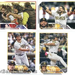 2023 Topps Series 1 San Diego Padres Team Set of 10 Cards: Juan Soto(#1), Brandon Drury(#14), Fernando Tatis Jr.(#23), Trent Grisham(#26), Jorge Alfaro(#46), Ha-Seong Kim(#57), Blake Snell(#208), Jake Cronenworth(#224), Yu Darvish(#279), Jorge Alfaro(#303