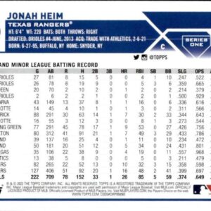 2023 TOPPS #141 JONAH HEIM TEXAS RANGERS BASEBALL OFFICIAL TRADING CARD OF THE MLB