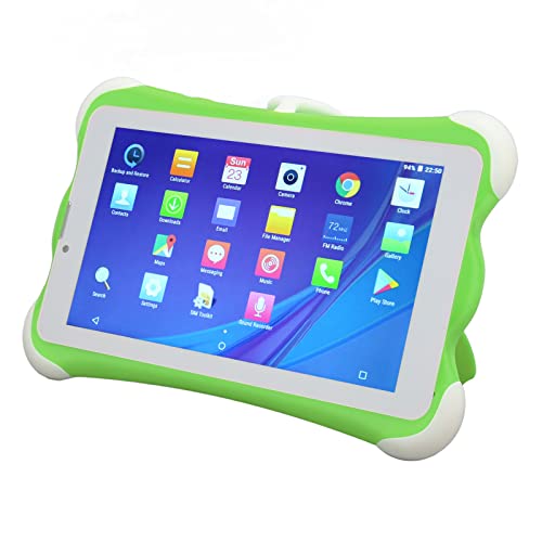 VINGVO Kids Tablet, Tablet Dual SIM Eye Protection Green 6000mah Rechargeable Battery RAM 3GB ROM 32GB 7 Inch for Home (US Plug)