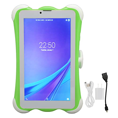 VINGVO Kids Tablet, Tablet Dual SIM Eye Protection Green 6000mah Rechargeable Battery RAM 3GB ROM 32GB 7 Inch for Home (US Plug)