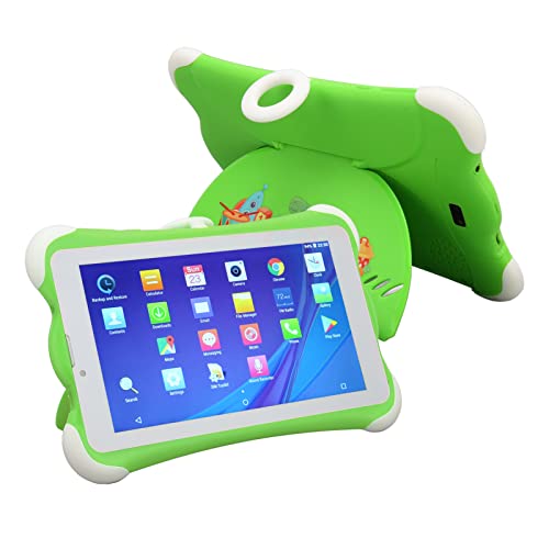 VINGVO Kids Tablet, Tablet Dual SIM Eye Protection Green 6000mah Rechargeable Battery RAM 3GB ROM 32GB 7 Inch for Home (US Plug)