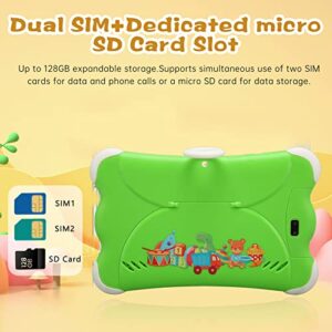 VINGVO Kids Tablet, Tablet Dual SIM Eye Protection Green 6000mah Rechargeable Battery RAM 3GB ROM 32GB 7 Inch for Home (US Plug)