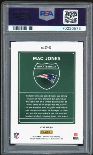 2021 Donruss Optic Downtown Lazer Mac Jones RC On Card PSA 10/10 Auto GEM MINT - NFL Autographed Football Cards