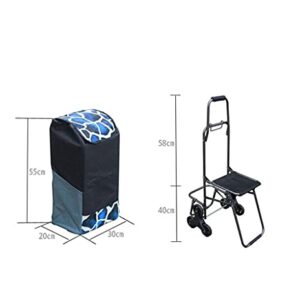 Shopping Trolley on Wheels Multi Function Shopping Cart Climbing Stairs Cart/Folding Cart/Portable Pull Cart/Hand Trailer/Pull Rod Car/with Stool Can Sit/Stool Storage Hand Trucks,Blue ,Shoppin