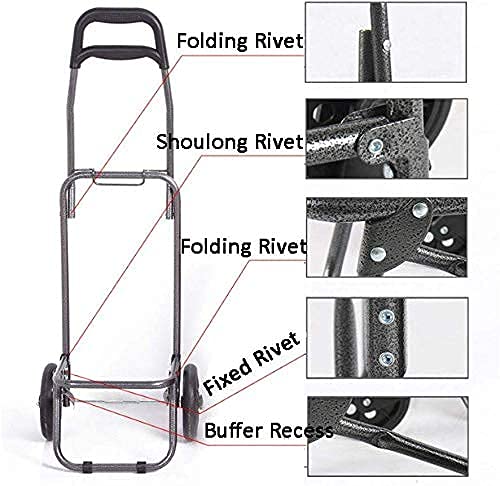 Shopping Trolley on Wheels Multi Function Shopping Cart Fashion Aluminum Folding Portable Trolley More Durable Double Side Pocket Space Storage Hand Trucks,Blue,Crystal Wheel ,Sh