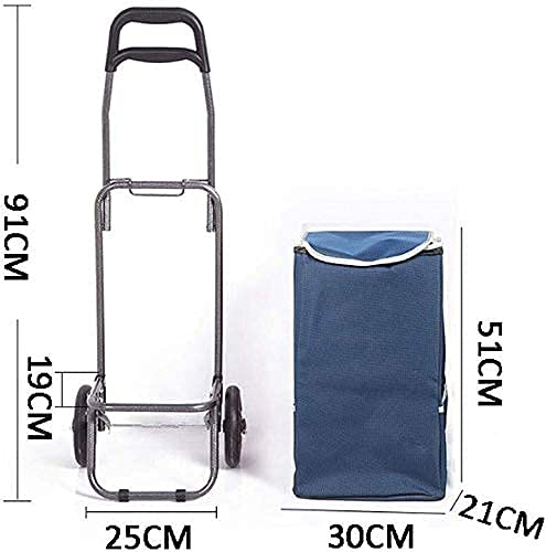 Shopping Trolley on Wheels Multi Function Shopping Cart Fashion Aluminum Folding Portable Trolley More Durable Double Side Pocket Space Storage Hand Trucks,Blue,Crystal Wheel ,Sh