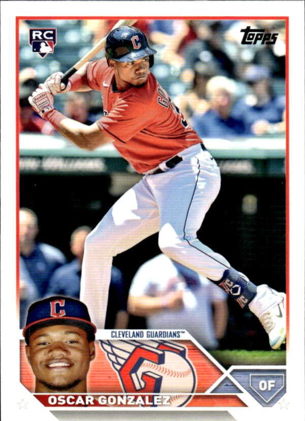 2023 TOPPS #119 OSCAR GONZALEZ RC CLEVELAND GUARDIANS BASEBALL OFFICIAL TRADING CARD OF THE MLB