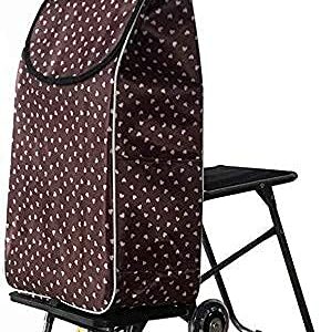 Shopping Trolley on Wheels Multi Function Shopping Cart Collapse Large Capacity Lightweight Wheeled Trolley with Bag 6 Wheels Climbing Stair Car Storage Hand Trucks,Blue Stripes ,Shoppin