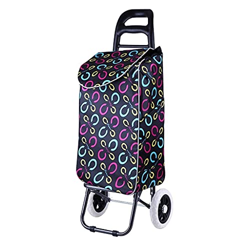 Shopping Trolley on Wheels Multi Function Shopping Cart Small Cart Collapsible Two Rounds Trolley Lever Car Small Trailer Luggage Cart Contains Cloth Bag Storage Hand Trucks,#3 ,