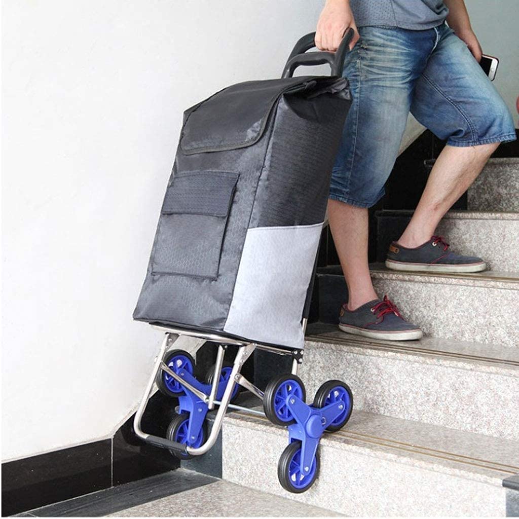 Shopping Trolley on Wheels Multi Function Shopping Cart Lightweight 6 Wheel Climbing Stairs Folding Portable Trolley Home Trolley Luggage Cart Storage Hand Trucks,E ,