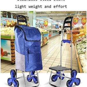 Shopping Trolley on Wheels Multi Function Shopping Cart Lightweight 6 Wheel Climbing Stairs Folding Portable Trolley Home Trolley Luggage Cart Storage Hand Trucks,E ,