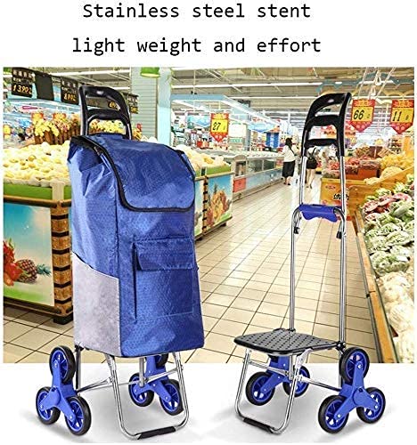 Shopping Trolley on Wheels Multi Function Shopping Cart Lightweight 6 Wheel Climbing Stairs Folding Portable Trolley Home Trolley Luggage Cart Storage Hand Trucks,E ,