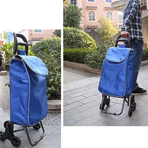 Shopping Trolley on Wheels Multi Function Shopping Cart Fashion Folding Portable Luggage Small Trailer Labor-Saving Large Capacity Stainless Steel Rod Storage Hand Trucks,B ,